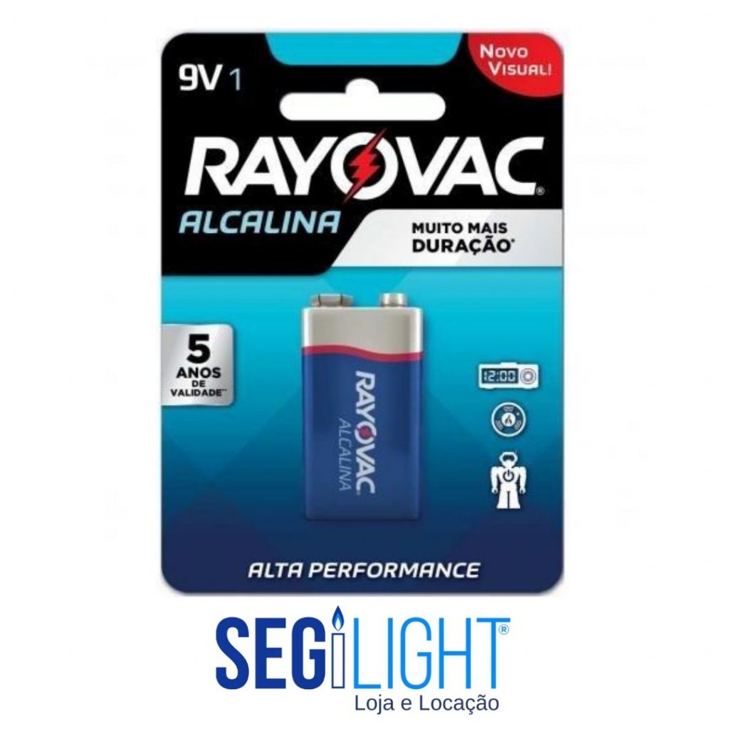 Pilha 9V Alcalina Rayovac - SEGíLIGHT - Loja e Locação